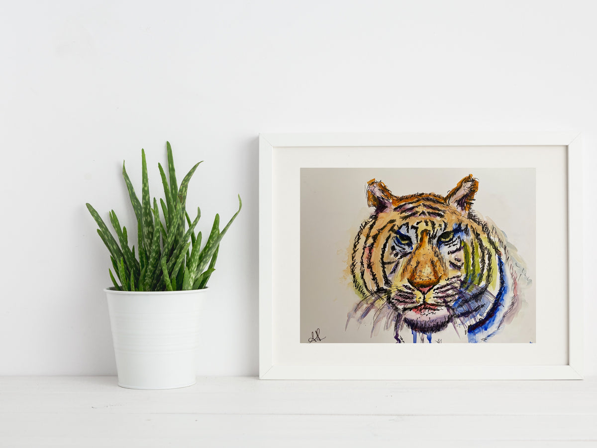 Tiger King- Tiger Drawing Framed- Art for Sale – Alinato Art